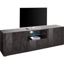 Home Affaire Lowboard &raquo;Prisma Breite 181 cm, TV-Board 2 T&uuml;ren, 1 Schubkasten, TV-Schrank&laquo; Front mit elegantem Siebdruck, grifflos, viel Stauraum grau