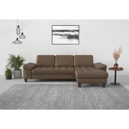 Sit & More sit&more Ecksofa &raquo;Westham L-Form&laquo; Recamiere, mit oder ohne Bettfunktion, Bettkasten, F&uuml;&szlig;e wengefarben braun 100% Polyester