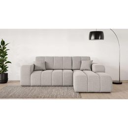OTTO home Ecksofa &raquo;CASSY L-Form, Schlafsofa mit Bettkasten, Ma&szlig;e B/T/H: 245/165/88 cm&laquo; mit 2 R&uuml;ckenkissen, Recamiere rechts oder links bestellbar grau