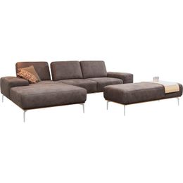 W.Schillig Ecksofa &raquo;run, Designsofa, bequem, L-Form&laquo; mit elegantem Holzsockel, F&uuml;&szlig;e in Chrom gl&auml;nzend, Breite 299 cm braun Longlife Xtra-Leder Z73: 