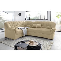 DOMO collection Ecksofa &raquo;Bahia, zeitlos und elegant, bequeme Armlehnen, L-Form&laquo; wahlweise mit Bettfunktion beige Luxus-Microfaser (100% Polyester), 