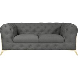 Home Affaire Chesterfield-Sofa &raquo;Amaury&laquo; aufw&auml;ndige Knopfheftung, moderne Chesterfield Optik, Fu&szlig;farbe w&auml;hlbar grau Struktur (100% Polyester9;Samtoptik
