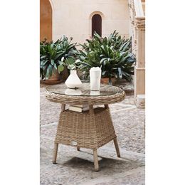 Destiny Gartentisch &raquo;MALAGA&laquo; &Oslash;: 60cm x H: 55cm, Aluminium, Polyrattan beige