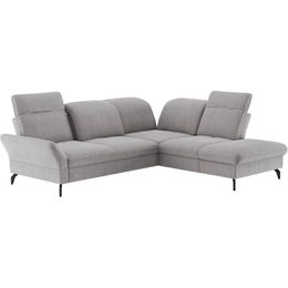 Sit & More sit&more Ecksofa &raquo;Leandro L-Form&laquo; Wahlweise mit Bett-, Kopfteil - und Armlehnfunktion, sowie Stauraum silber 90% Polyester, 10% Polyamid