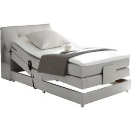 ED EXCITING DESIGN Boxspringbett &raquo;Carpino wahlweise in den Breiten 120cm oder 180cm erh&auml;ltlich&laquo; inkl. Motor, Stauraum im Kopfteil und Topper grau 