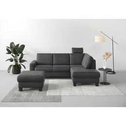 Home Affaire Ecksofa &raquo;Summer L-Form&laquo; mit Ottomane, mit oder ohne Bettfunktion und Bettkasten, Cord-Bezug grau 100% Polyester