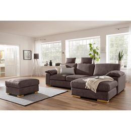Home Affaire Ecksofa &raquo;Ventura L-Form&laquo; wahlweise mit Bettfunktion und Bettfunktion/Bettkasten braun Luxus-Microfaser in Lederoptik (100% Polyester);