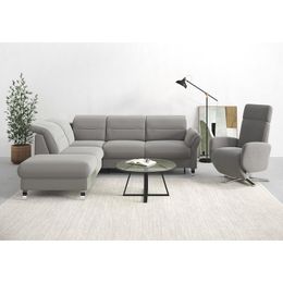 Sit & More sit&more Ecksofa &raquo;Grenoble L-Form mit Federkern&laquo; wahlweise mit Bettfunktion, Bettkasten, Arm- und Kopfteilverstellung grau