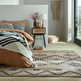 FLAIR RUGS Teppich &raquo;Rowen aus handgewebter Jute&laquo; rechteckig 5 mm H&ouml;he mit Print-Muster beige Jute