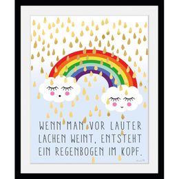 queence Bild &raquo;Regenbogen im Kopf&laquo; Gesicht Himmel Motivationsbilder Regenbogen Spr&uuml;che & Texte Wolken 1 Stk. tlg. HD Premium Poster-Druck inkl. 