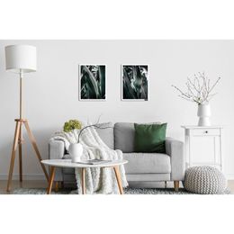 Bruno Banani Bild mit Rahmen &raquo;Bl&auml;tter - Gerahmter Digitaldruck - Wandbild&laquo; Blumen Blumenbilder Bl&auml;tter Kunst Modern 2er-Set, 1 Stk. tlg. 2x 30x40 cm - Holzrahmen -