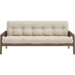 Karup Design Schlafsofa Mit Holzstruktur, inkl. Futonmatratze, Liegefl&auml;che 130x190 cm beige 80% Baumwolle + 20% polyester