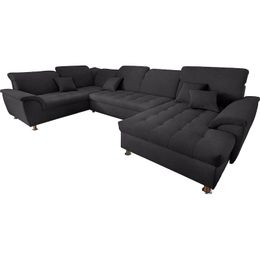 DOMO collection Wohnlandschaft &raquo;Franzi mit Kopfteilverstellung, U-Form mit viel Platz, bequem&laquo; XXL-Sofa, U-Form, belastbar bis 140kg/Sitz, graphite, 