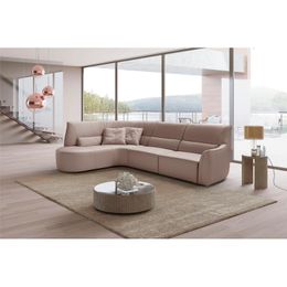 Egoitaliano Ecksofa &raquo;Puffy, extravagant & edel, Retro Designsofa, hoher Sitzkomfort, L-Form&laquo; mit Ottomane, wahlweise mit und ohne elektrischer Relaxfunktion beige