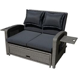 Garden Pleasure Loungesofa &raquo;NIZZA&laquo; mit Liegefunktion grau Stahl, Kunststoffgeflecht, dunkelgrau