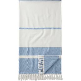 Egeria Hamamtuch &raquo;Pestemal Herri&laquo; 100x180 cm, mit Muster & Fransen, ideal als Strandtuch blau Hamam Frottier, Obermaterial: 100% Baumwolle