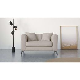 Home Affaire Loveseat &raquo;MATTHEW Loungesessel, Ma&szlig;e B/T/H: 130/86/74 cm&laquo; incl. Zierkissen, feine Steppung im R&uuml;cken, belastbar bis 200kg beige 100% 