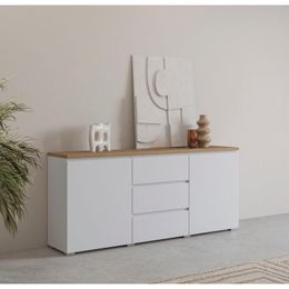 OTTO home Sideboard &raquo;Modo, Breite 150 cm, moderne grifflose Kommode 2T&uuml;ren/3 SK&laquo; Schubladenkommode mit viel Stauraum, Einlegeb&ouml;den verstellbar wei&szlig; 