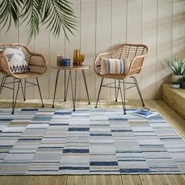 FLAIR RUGS Teppich &raquo;Rosco Geo&laquo; rechteckig 4 mm H&ouml;he Rosco Geometrischer Teppich f&uuml;r drinnen und drau&szlig;en blau Polypropylen