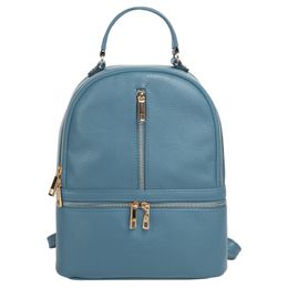 Samantha Look Damen Cityrucksack echt Leder, Made in Italy blau B/H/T: 30cm x 25cm x 9cm, onesize