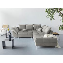 Collection AB Ecksofa &raquo;(Spar-Set) Innsbruck L-Form und Hocker&laquo; Ecksofa und Hocker, Recamiere links oder rechts montierbar grau Microfaser PRIMABELLE (