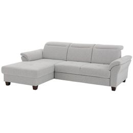 Home Affaire Ecksofa &raquo;Solvei L-Form&laquo; mit Recamierenabschlu&szlig; und Sitztiefenverstellung silber Struktur (100% Polyester);Luxus-Microfaser Lederoptik (