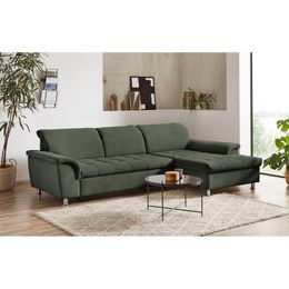DOMO collection Ecksofa &raquo;Franzi, zeitlos und elegant, moderne Sitzheftung, L-Form&laquo; wahlweise mit Kopfteilverstellung (dann Tiefe: 170 cm) gr&uuml;n