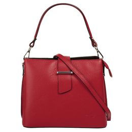 CLUTY Damen Henkeltasche echt Leder, Made in Italy rot