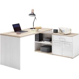 BEGA OFFICE Eckschreibtisch &raquo;Romance&laquo; im Landhaustil, mit Sideboard, 140x130 cm wei&szlig;