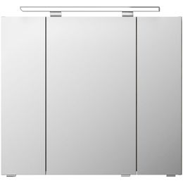 Badezimmerspiegelschrank &raquo;Serie 4010 Badezimmer-Spiegelschrank inkl. LED-Aufsatzleuchte&laquo; Badschrank 80 cm breit, 3 T&uuml;ren, 6 Glas-Einlegeb&ouml;den, inkl 