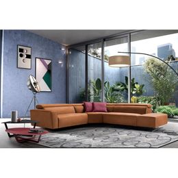 Egoitaliano Ecksofa &raquo;Stefanie-e, Designsofa der Extraklasse, bequem mit hohem Sitzkomfort&laquo; mit Relaxfunktion und verstellbaren Kopfteilelementen braun Luxus-