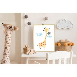 queence Bild mit Rahmen &raquo;Niedliche Giraffe&laquo; Fantasy Giraffe Giraffen Giraffen Bilder Himmel Himmelsbilder Tiere Wolken 1 Stk. tlg. HD Premium 