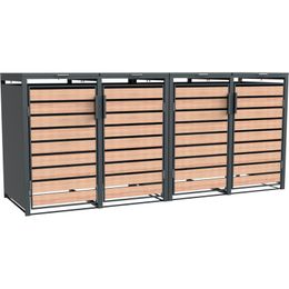 WESTMANN M&uuml;lltonnenbox &raquo;Lacina&laquo; Platz f&uuml;r 4 M&uuml;lltonnen je 240 L, BxHxT: 264x80x116 cm braun Metall, Stahl