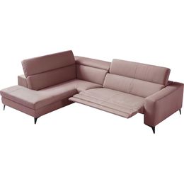 Egoitaliano Ecksofa &raquo;Edith, Designsofa mit hohem Sitzkomfort, L-Form&laquo; inkl. elektrischer Relaxfunktion und manuell verstellbaren Kopfteilen beige Leder &raquo;BULL&laquo; (