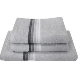Dyckhoff Handtuch Set &raquo;Chenille&laquo; Set 3 Stk. Frottier Set beinhaltet: 2x Handtuch (50x100cm) und 1x Duschtuch (70x140cm) grau Frottier, Obermaterial: 90% 