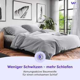 Bettw&auml;sche &raquo;Renforc&eacute; Bettw&auml;sche Baumwolle - Nat&uuml;rlich weiches Schlafgef&uuml;hl&laquo; 2 Stk. 135x200 cm, 155x220 & &Uuml;bergr&ouml;&szlig;en I inkl. Kissenbez&uuml;ge 80x80 I uni 
