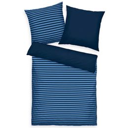 Tom Tailor HOME Bettw&auml;sche &raquo;MEDIUM STRIPES in Gr. 135x200cm, 155x220cm oder 200x220cm&laquo; 2 Stk. tlg. new bedroom, mit farbigem Markenrei&szlig;verschluss blau