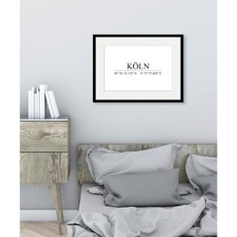 queence Bild &raquo;K&Ouml;LN&laquo; Deutschland K&ouml;ln Schriftzug Schwarz-Wei&szlig; Stadt St&auml;dte 1 Stk. tlg. HD Premium Poster-Druck inkl. Holzrahmen wei&szlig; Acrylglas, Holz, 