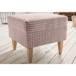 Home Affaire Hocker &raquo;Asino&laquo; mit Hahnentritt-Bezug rosa Strukturstoff Hahnentritt (55% Polyester, 45% Polyacryl)