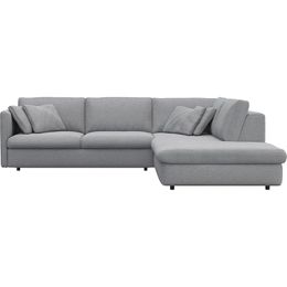 FLEXLUX Ecksofa &raquo;Lovane, elegant und zeitlos, bequem, L-Form&laquo; Weich & anschmiegsam, gro&szlig;e Sitztiefe auf Kaltschaum, Dekokissen inkl. grau 100% 