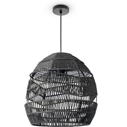 Paco Home Pendelleuchte &raquo;VILLA&laquo; E27 Pendelleuchte H&auml;ngeleuchte Vintage Rustikal LED Boho Papier E27 schwarz
