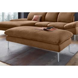 W.Schillig Hocker &raquo;enjoy&MORE&laquo; F&uuml;&szlig;e silber matt, Breite 151 cm braun Chenille-Flachgewebe R66 (85% Polyester, 15% Nylon);Longlife Xtra-Leder Z59: 