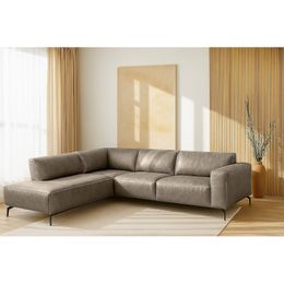 Home Affaire Ecksofa &raquo;LORCAN mit Metallf&uuml;&szlig;en, Breite 275 cm, weiches Sitzgef&uuml;hl&laquo; Metallf&uuml;&szlig;e, Lederoptik, Struktur, Boucl&eacute; grau 65% Polyester, 35% 