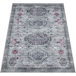 Paco Home Teppich &raquo;Bordeaux 244&laquo; rechteckig 4 mm H&ouml;he Kurzflor, Orient-Optik, Vintage Design, waschbar grau Polyester
