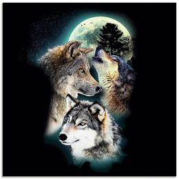 Artland Glasbild &raquo;Phantasie Wolf W&ouml;lfe mit Mond&laquo; Wildtiere 1 Stk. tlg. in verschiedenen Gr&ouml;&szlig;en schwarz
