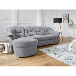 DOMO collection Ecksofa &raquo;Sarafina zeitlos und komfortabel, optional mit Federkern, L-Form&laquo; wahlweise mit Bettfunktion grau Luxus-Microfaser (92% 