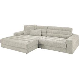 3C Candy Ecksofa &raquo;Stripes Mega-Sofa, bequem und komfortabel, L-Form&laquo; Lose R&uuml;ckenkissen, mit feiner Quersteppung, Cord-Bezug wei&szlig; 88% Polyester, 12% 