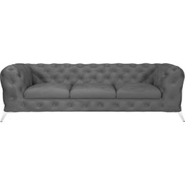 Home Affaire Chesterfield-Sofa &raquo;Amaury&laquo; aufw&auml;ndige Knopfheftung, moderne Chesterfield Optik, Fu&szlig;farbe w&auml;hlbar grau Struktur (100% Polyester9;Samtoptik