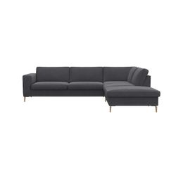 FLEXLUX Ecksofa &raquo;Fiore, Sitzaufbau mit hochwertigem Kaltschaum f&uuml;r mehr Sitzkomfort&laquo; breite Armlehnen, L-Form, F&uuml;&szlig;e Alu/Eiche grau 100% Polyester