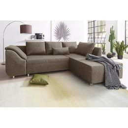Collection AB Ecksofa &raquo;Sally L-Form&laquo; mit und ohne Bettfunktion, inklusive loser R&uuml;cken- und Zierkissen grau Microfaser PRIMABELLE (100% Polyester) / 